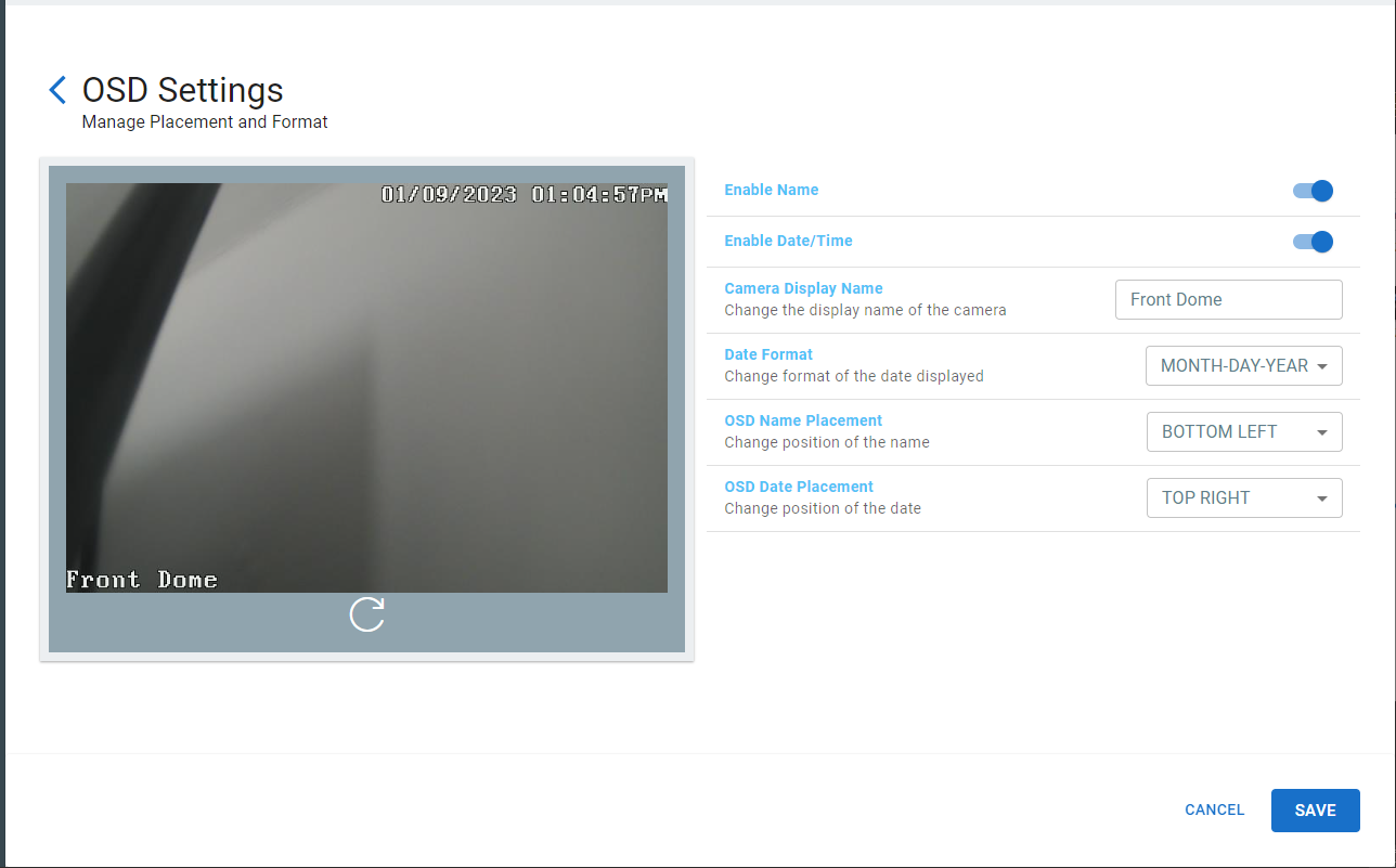 Camera Configure Tab