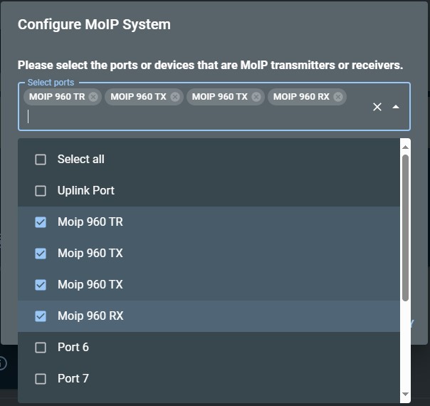 MoIP configuration for AN-920 Core MoIP (IGMP) switches