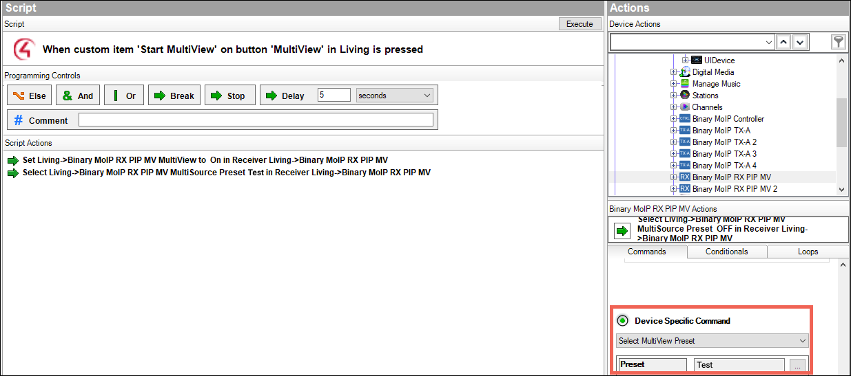 Configuring MultiView (MV) in Control4 for B-960 MoIP Receivers