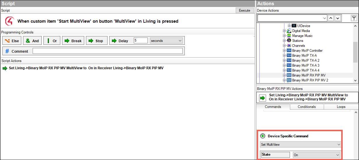 Configuring MultiView (MV) in Control4 for B-960 MoIP Receivers