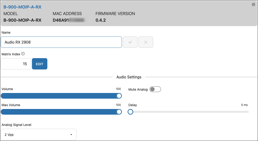 Configuring MoIP Audio Receivers