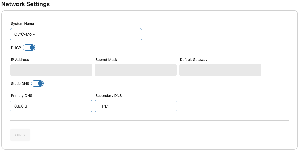 Configuring MoIP with the Local UI
