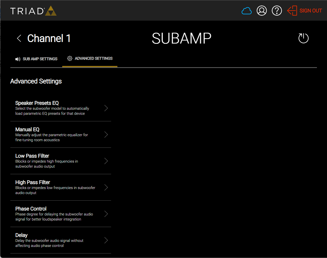 TRIAD SUBAMP User Interface