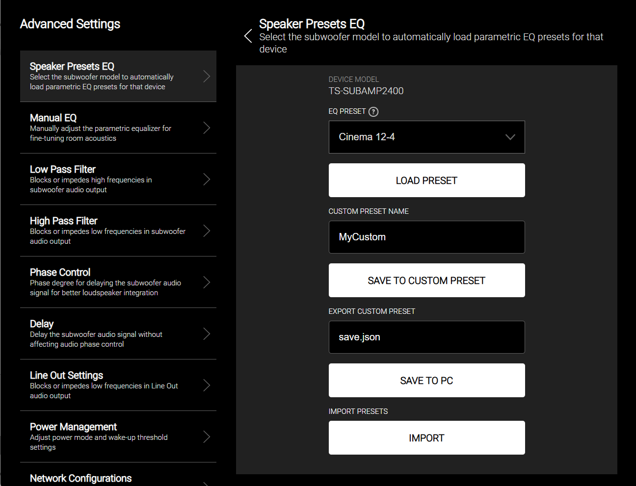 TRIAD SUBAMP User Interface